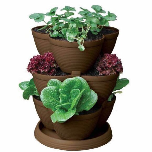 Other | 3tier Stackable Planter Pots 3 Qt 28l Self Watering Chocolate ...